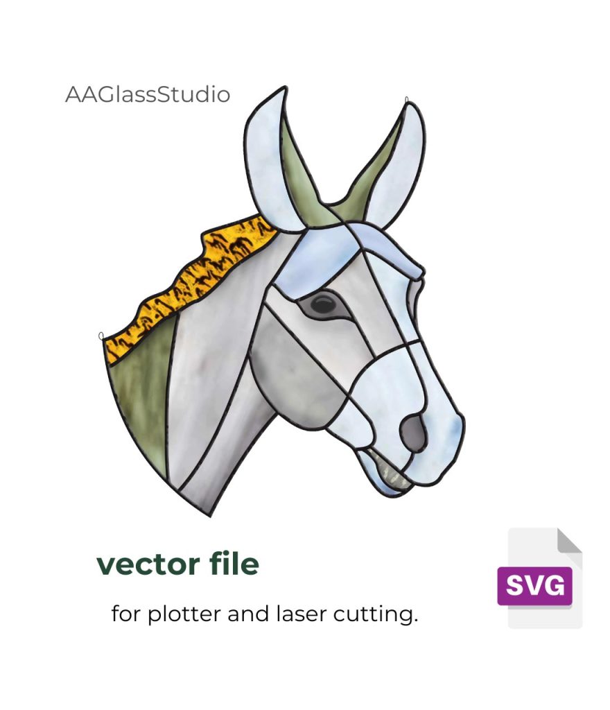 Donkey Stained Glass Pattern Simple Project - AAGlassStudio