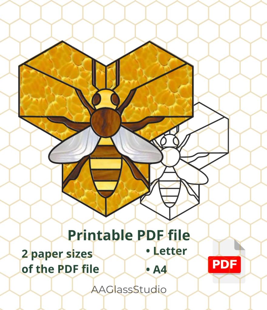 Charming Honey Bee Stained Glass Pattern For Garden Art - AAGlassStudio