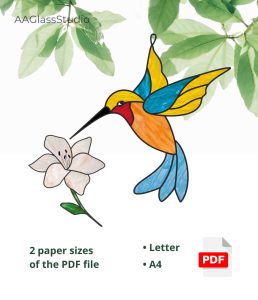 Hummingbird Stained Glass Pattern For Beginner Set 2 - AAGlassStudio