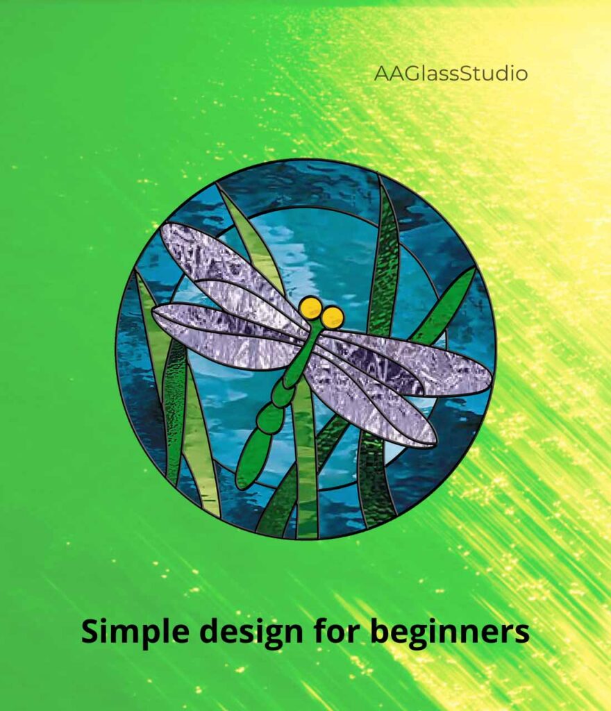 Dragonfly Stained Glass Pattern SET OF 2 - AAGlassStudio