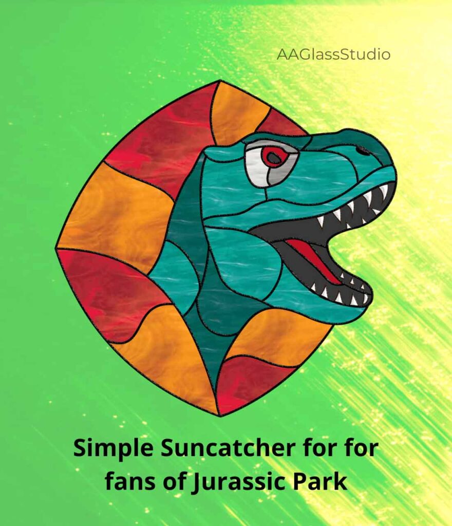 Majestic Prehistoric Power Stained Glass Dinosaur Pattern - AAGlassStudio
