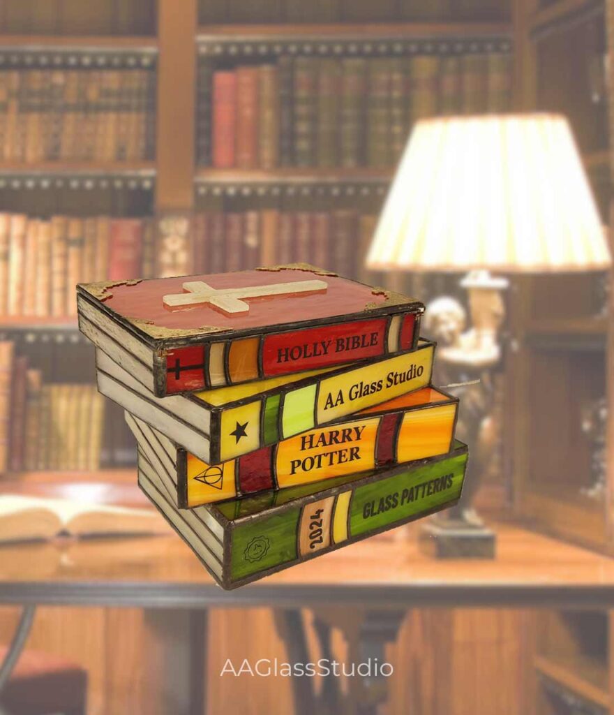 Enchanting 3D Stained Glass Book Lamp Pattern Night Light Bliss
