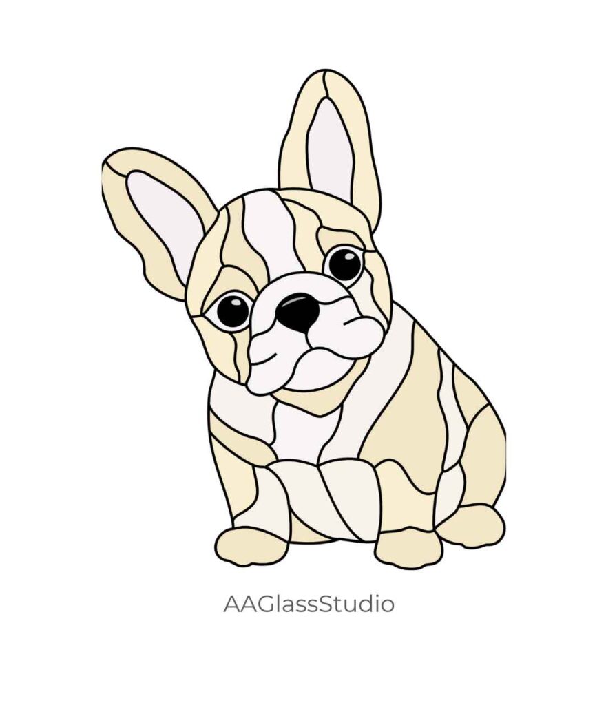 Tiny French Bulldog Stained Glass Pattern - AAGlassStudio