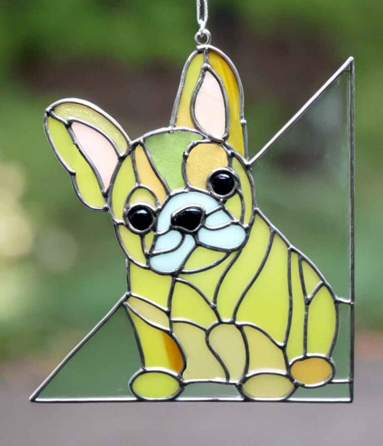 Tiny French Bulldog Stained Glass Pattern - AAGlassStudio