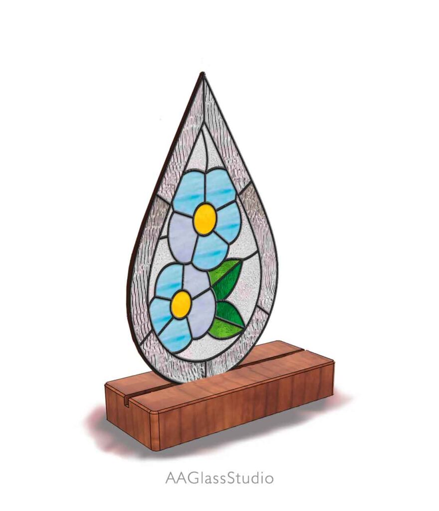 Simple Flower Stained Glass Patterns In In Teardrop - AAGlassStudio