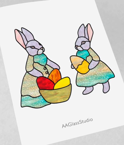 2 Adorable Bunny Stained Glass Pattern For Easter Joy