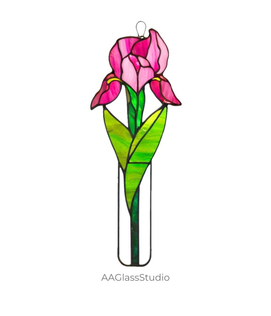 Chic Iris Stained Glass Pattern Perfect Home Art Piece!