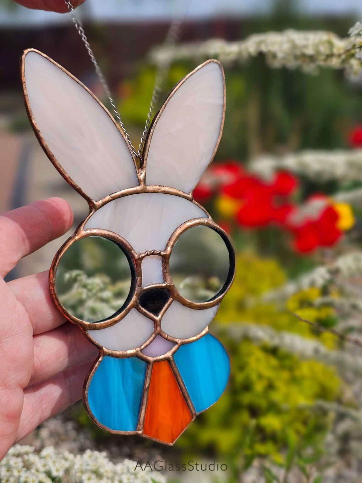 Playful Rabbit Stained Glass Pattern - AAGlassStudio
