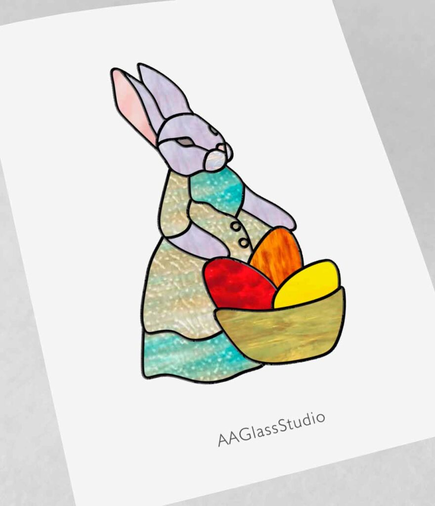 2 Adorable Bunny Stained Glass Pattern For Easter Joy