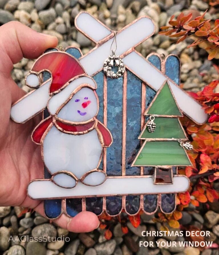 3D Snowman Stained Glass Pattern – Layered Christmas Design